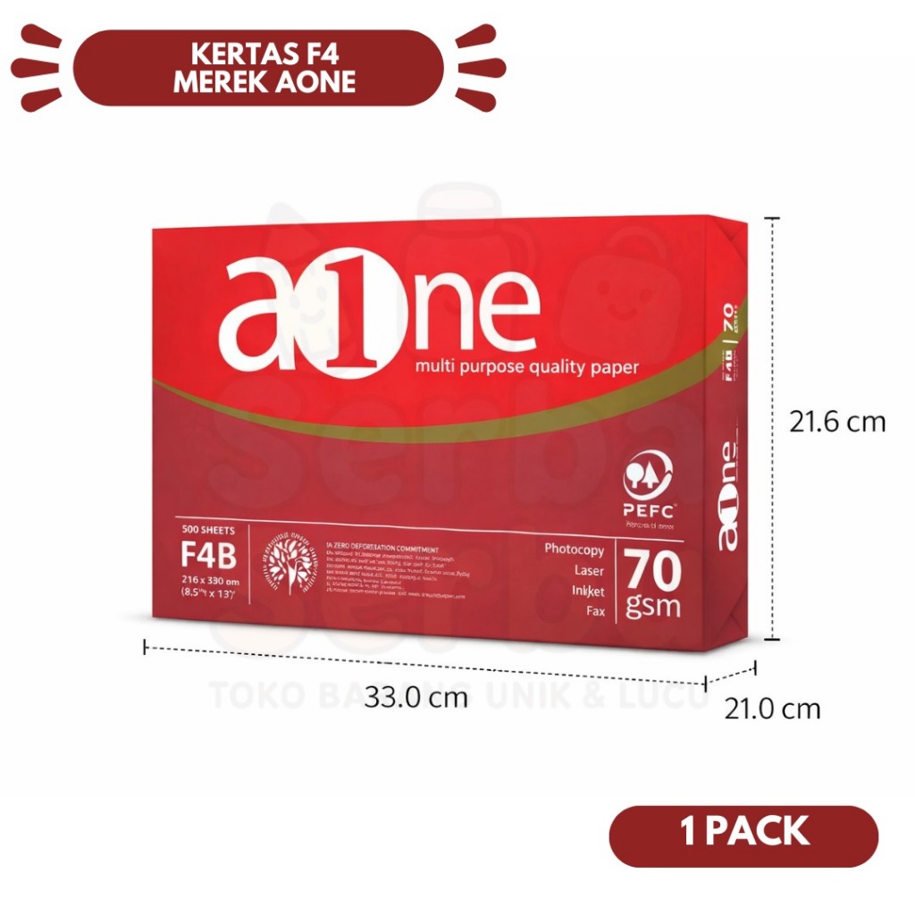 Jual Kertas F4 Aone 70 GSM 500 Lembar 1 Rim HVS Putih Cerah Print Laser ...