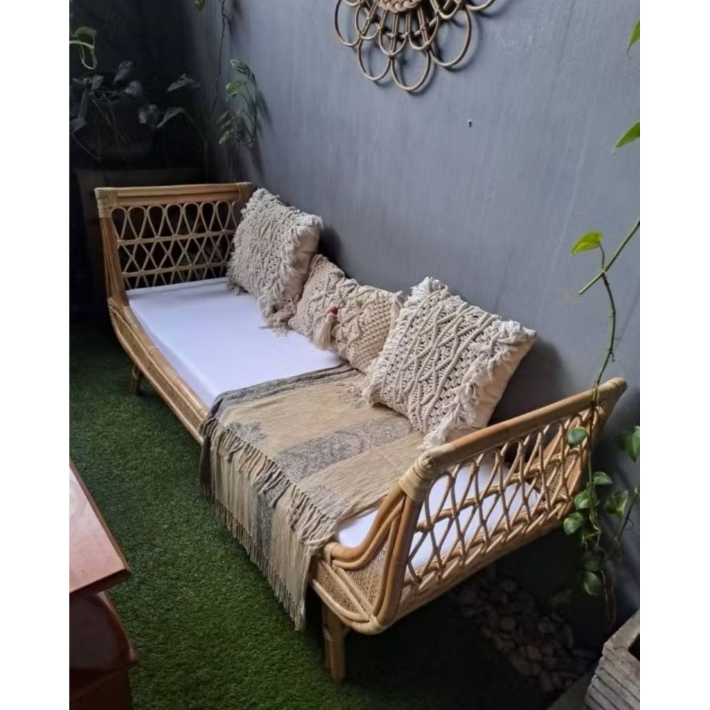 Jual Sofabed rotan panjang 3 seatter, kursi sofa bench untuk santai ...