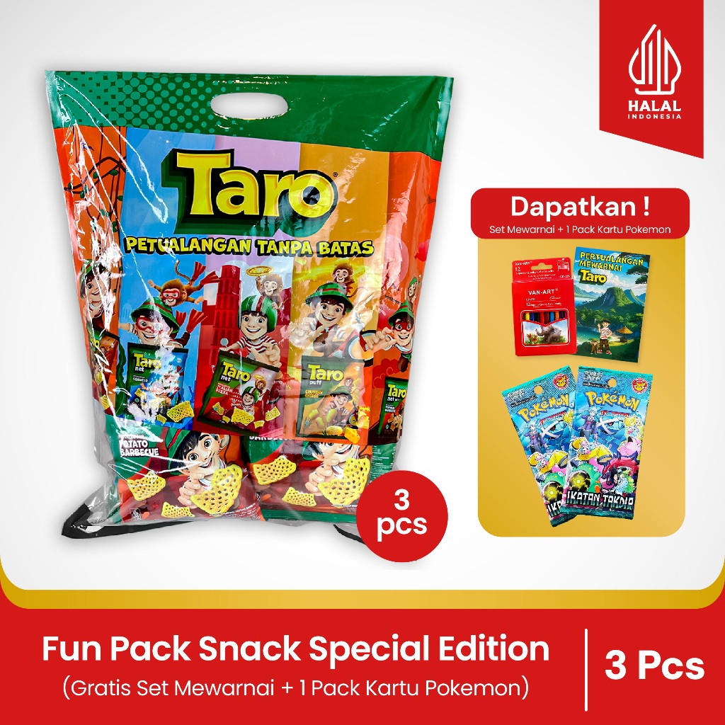 Jual Bundling 3 - Fun Pack Snack Taro X Pokemon Gratis Set Mewarnai dan ...