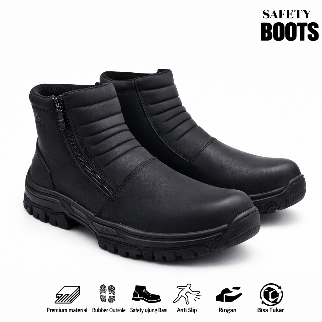Jual BIG SALE sepatu pria boots safety ziiper struts hitam crocodile ...