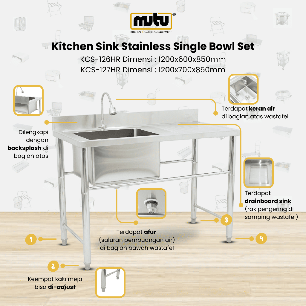 Jual MUTU Kitchen Sink Bowl Stainless Bak Cuci Piring Dapur Restoran ...
