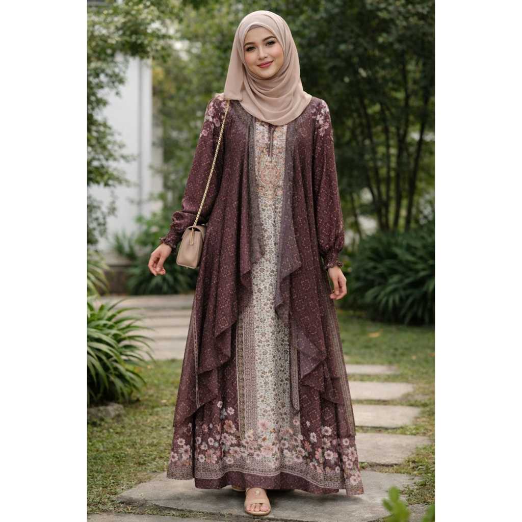 Jual Gamis Mewah Elegan Terbaru Shella Maxy BO Bahan Silk Mix Chiffon ...