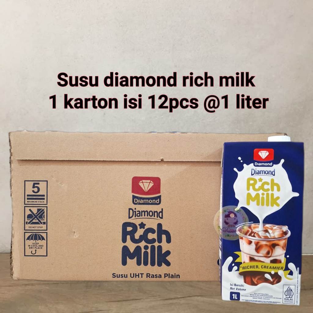 Jual Susu Diamond rich milk susu UHT plain 1 liter 1 dus khusus INSTAN ...