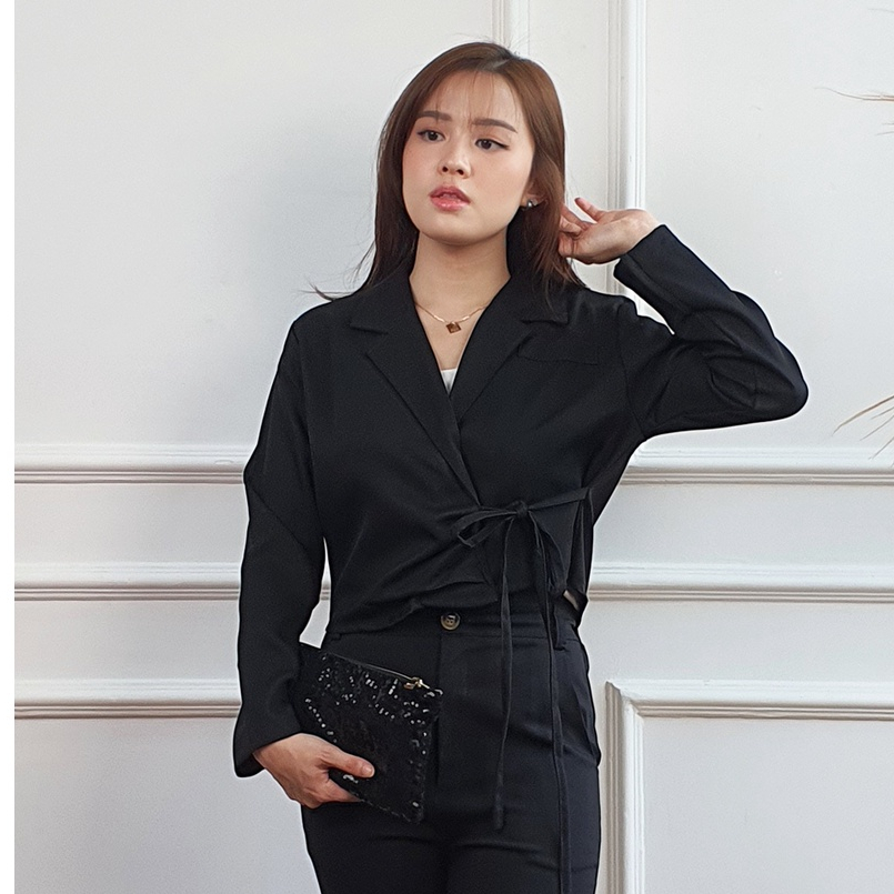 Jual MISSOL Outer wanita model kimono crop lengan panjang polos B1983 ...