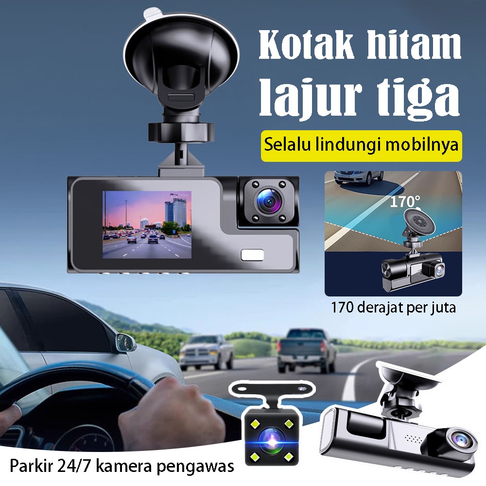Jual 3 Lensa Dashcam 4 Inch CCTV Mobil 1080p Full HD Kamera Mundur ...