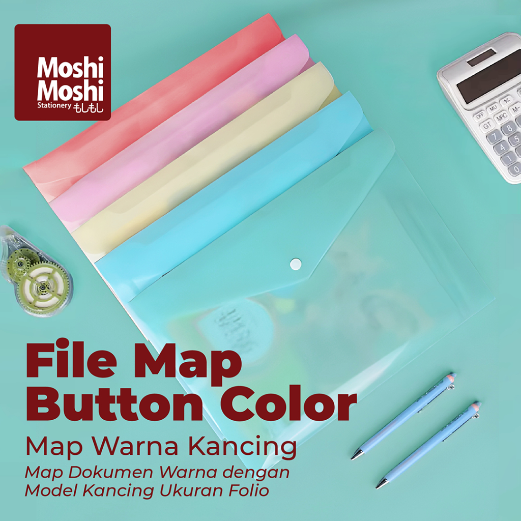 Jual Map File Color Button Folio Transparant Map Kancing Plastik Warna ...