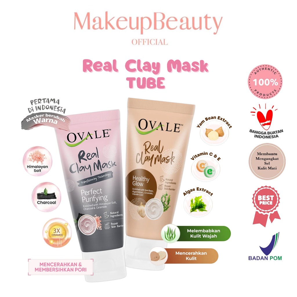 Jual OVALE Clay Mask Healthy Glow 75gr | Perfect Purifying 50gr ...