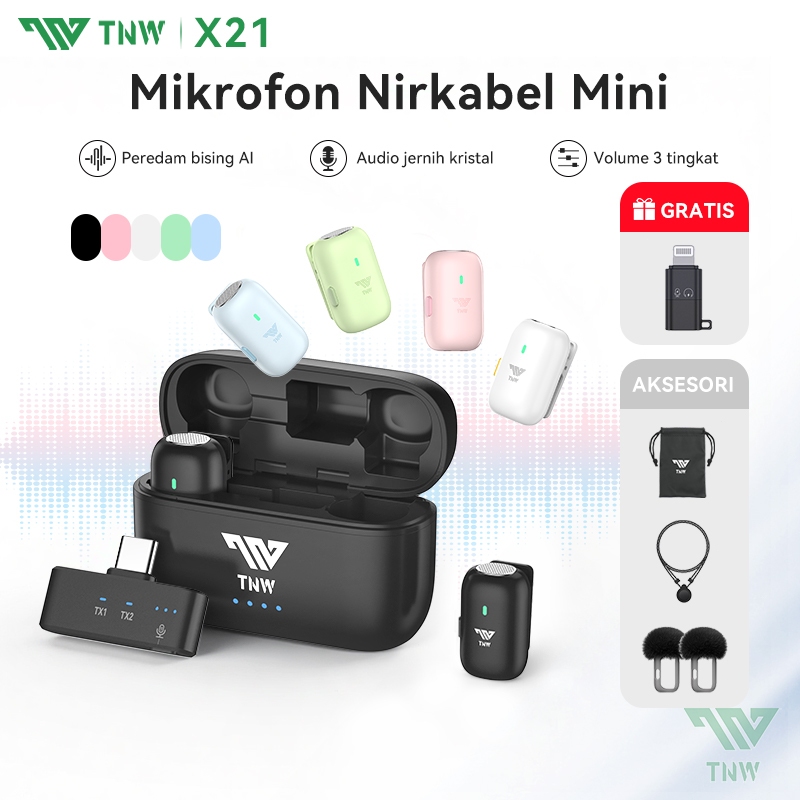 Jual TNW X21 Wireless Microphone Mini Mikrofon Dual Lavalier Mikrofon ...
