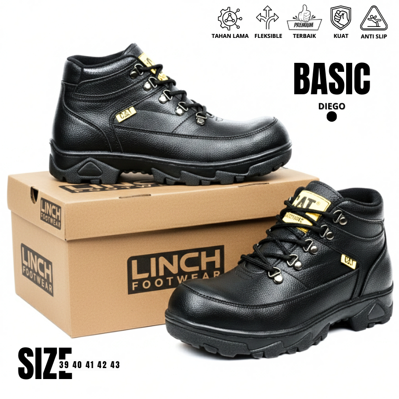 Jual Sepatu Safety Pria Ujung Besi-CAT BASIC-Sepatu Pria Kerja Kantor ...