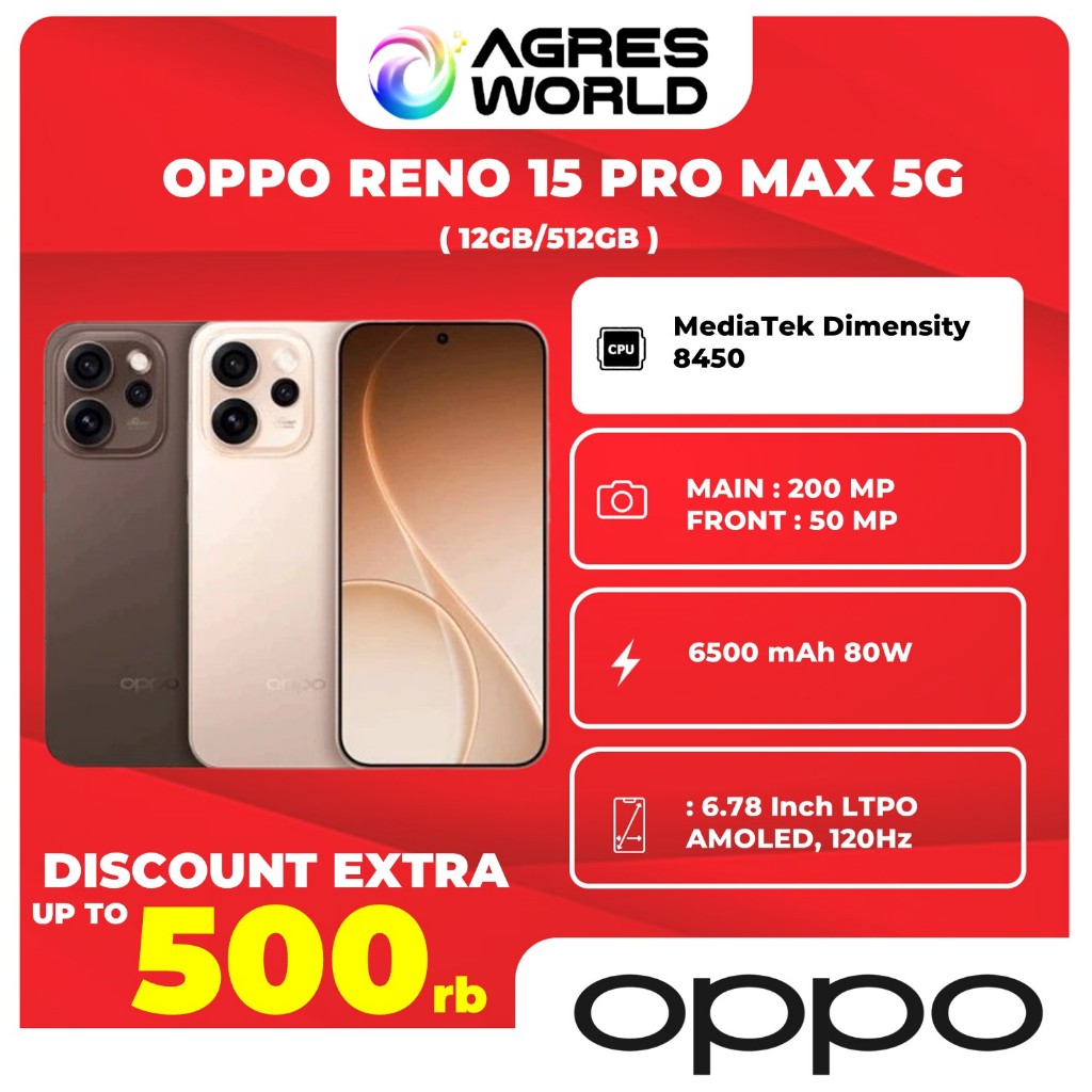 Jual OPPO RENO 15 PRO MAX (16/512GB) - 6,78 inches LTPO AMOLED, 120Hz ...