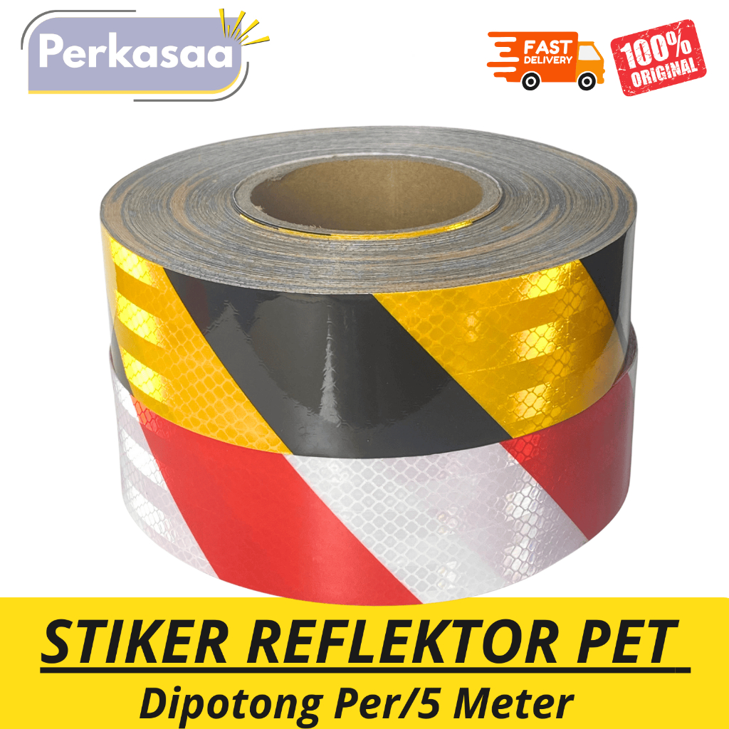 Jual Stiker Reflektor Motif Miring PET 5cm x 5 meter Hitam Kuning ...