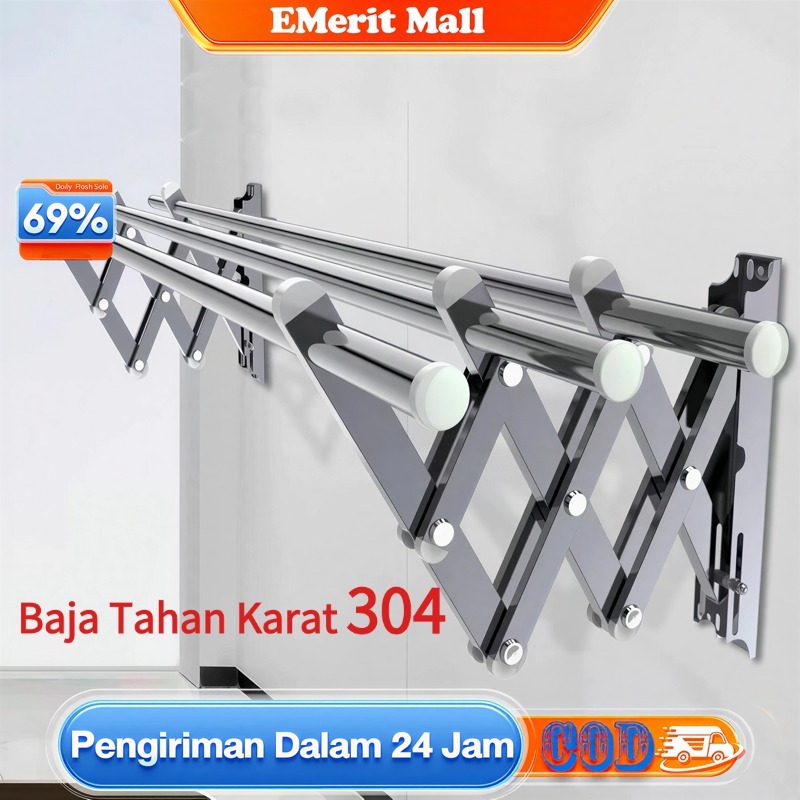 Jual Jemuran Dinding 200CM Lipat Stainless Steel Jemuran Dinding Tembok ...
