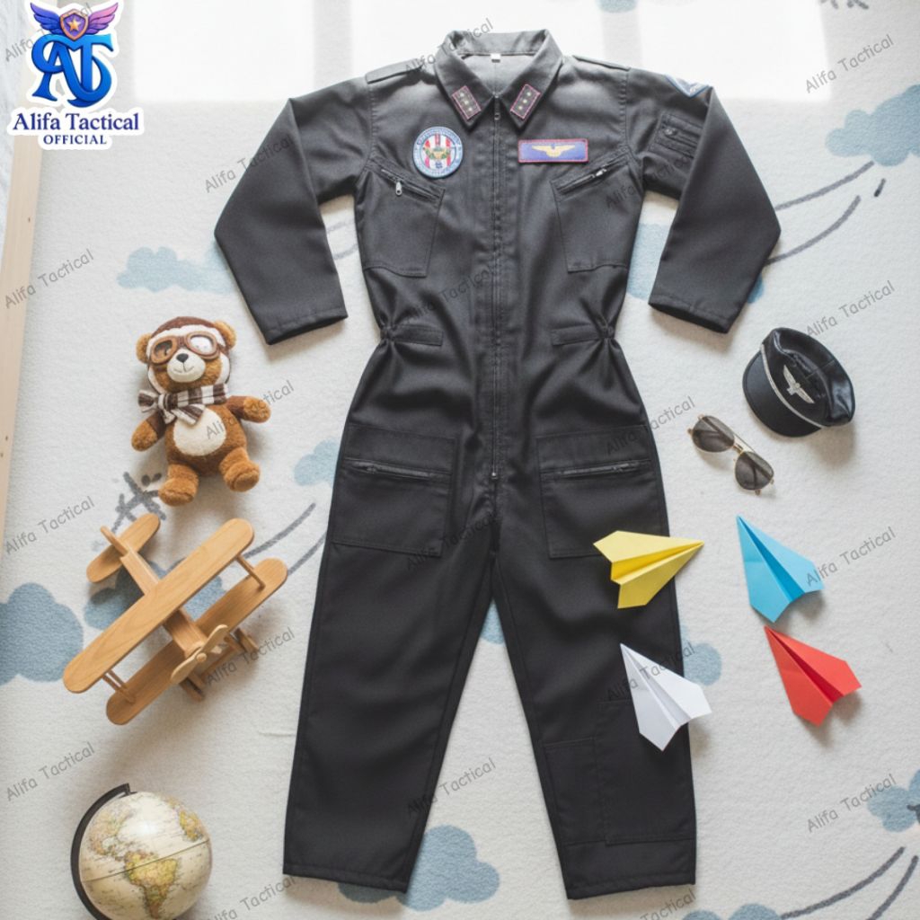 Jual Wearpack Anak Warna Hijau Army Baju Profesi Pilot Anak Werpak Anak ...