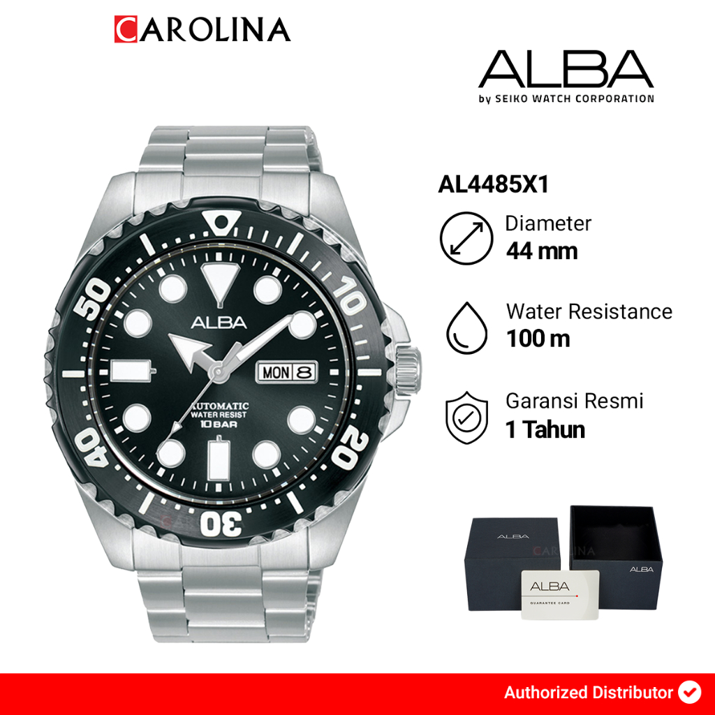 Jual Jam Tangan Pria ALBA Mechanical AL4485X1 Black Dial and Bezel ...