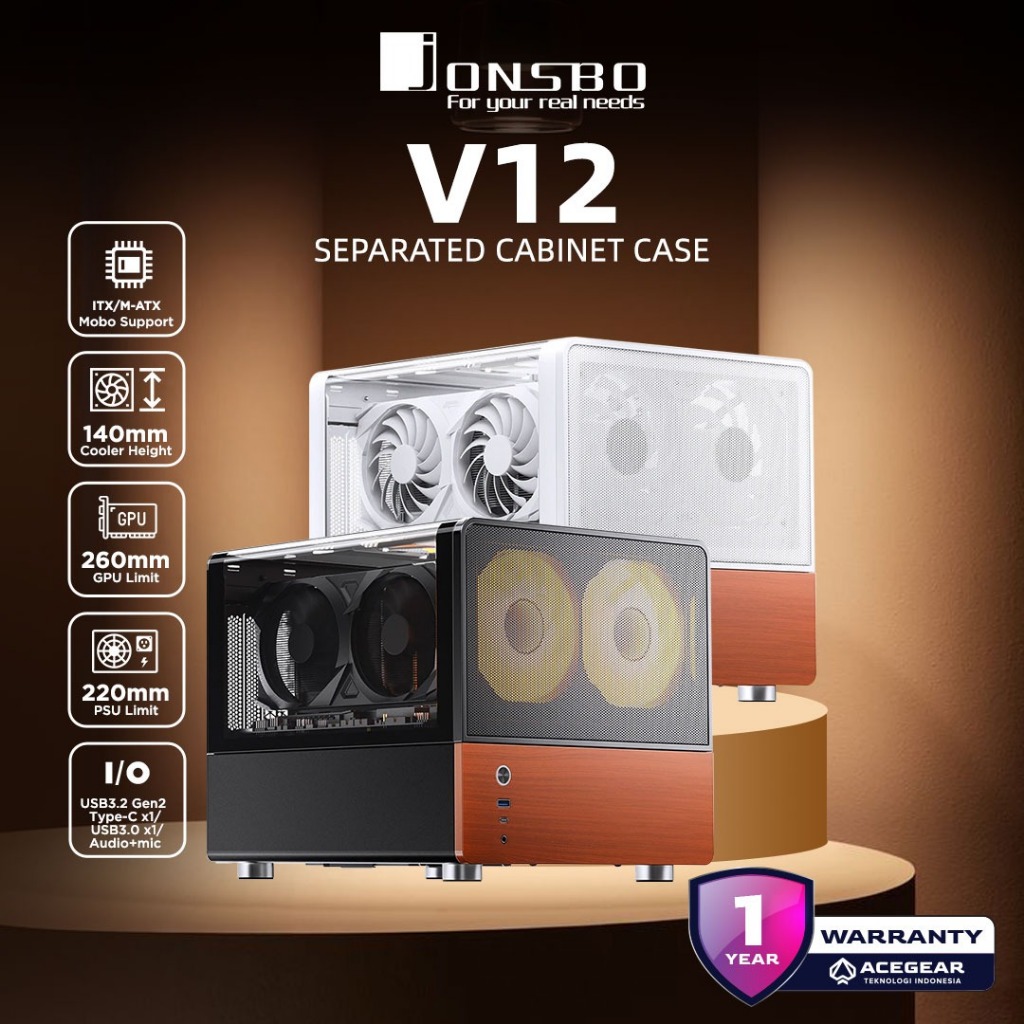 Jual Jonsbo Casing Komputer V12 Wood Black Mini Chasis MATX, ITX ...