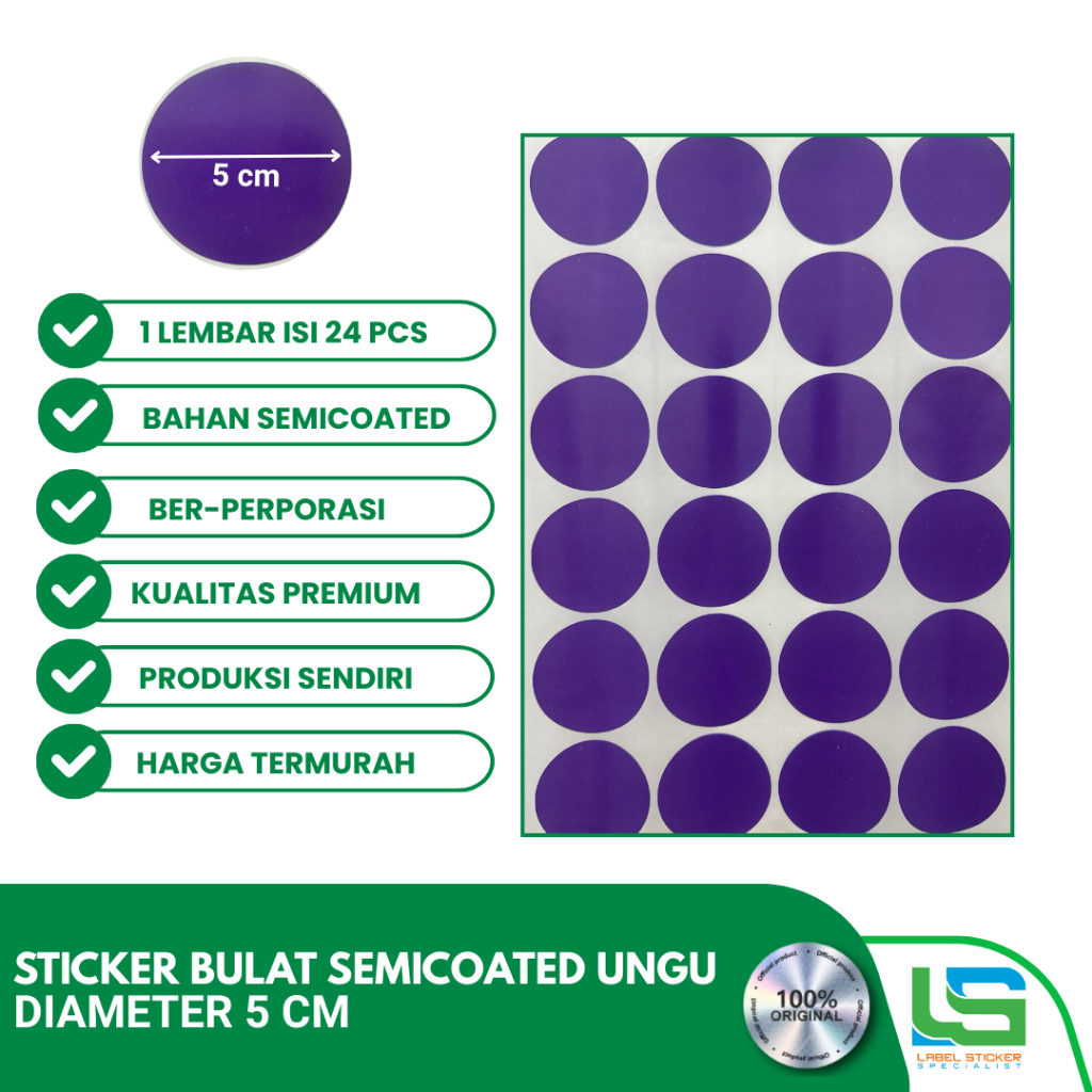 Jual Sticker Bulat Semicoated Ungu 5 CM | Shopee Indonesia