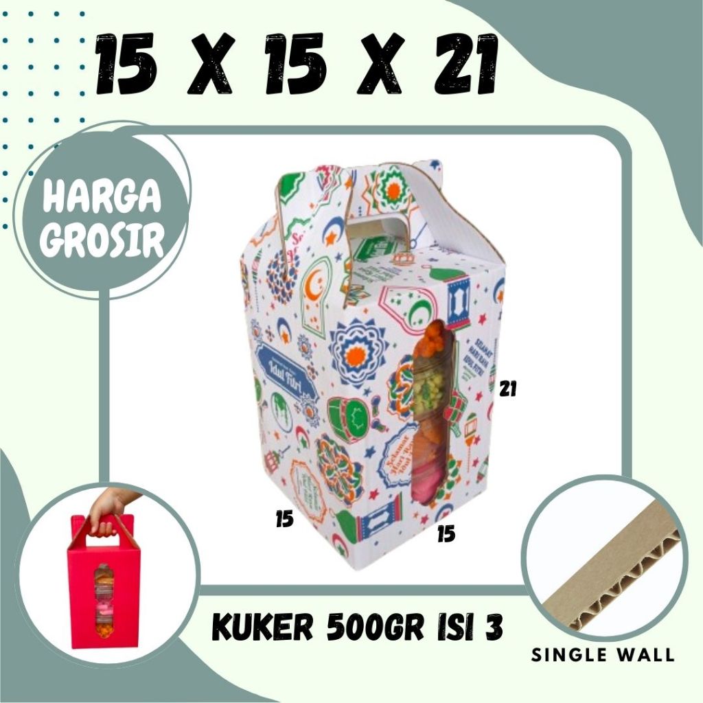 Jual Box Jinjing 15x15x21 Kuker (KUKER 500GR isi 3 Toples ) Kardus Kue ...