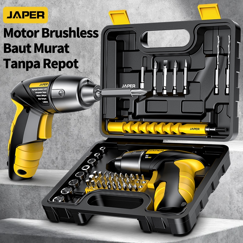 Jual JAPER Obeng Set Lengkap Toolkit ToolBox Mesin Bor Listrik Baterai ...