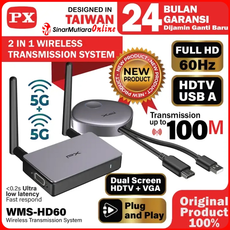 Jual PX WMS-HD60 2 In 1 Wireless Transmission System WirelessHDMI USB ...