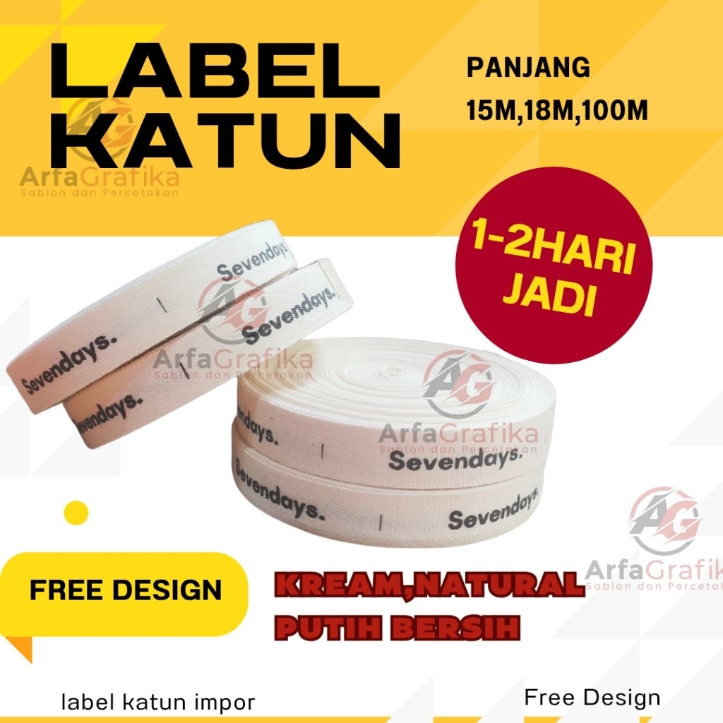 Jual label baju /label hijab bahan katun 1,3 panjang 15m 300 pcs ...