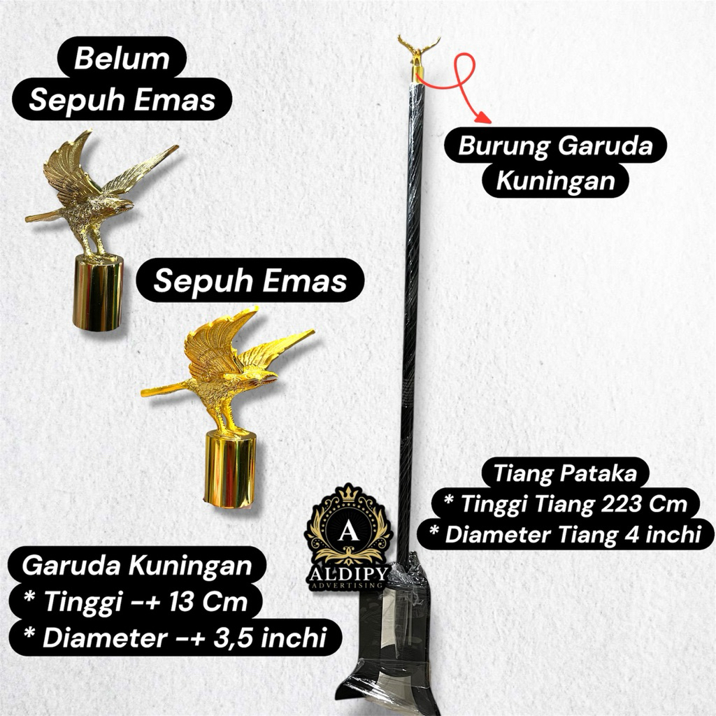 Jual Tiang Bendera Pataka Ruangan Kaki Tiga (3) Dan Burung Garuda Tiang ...