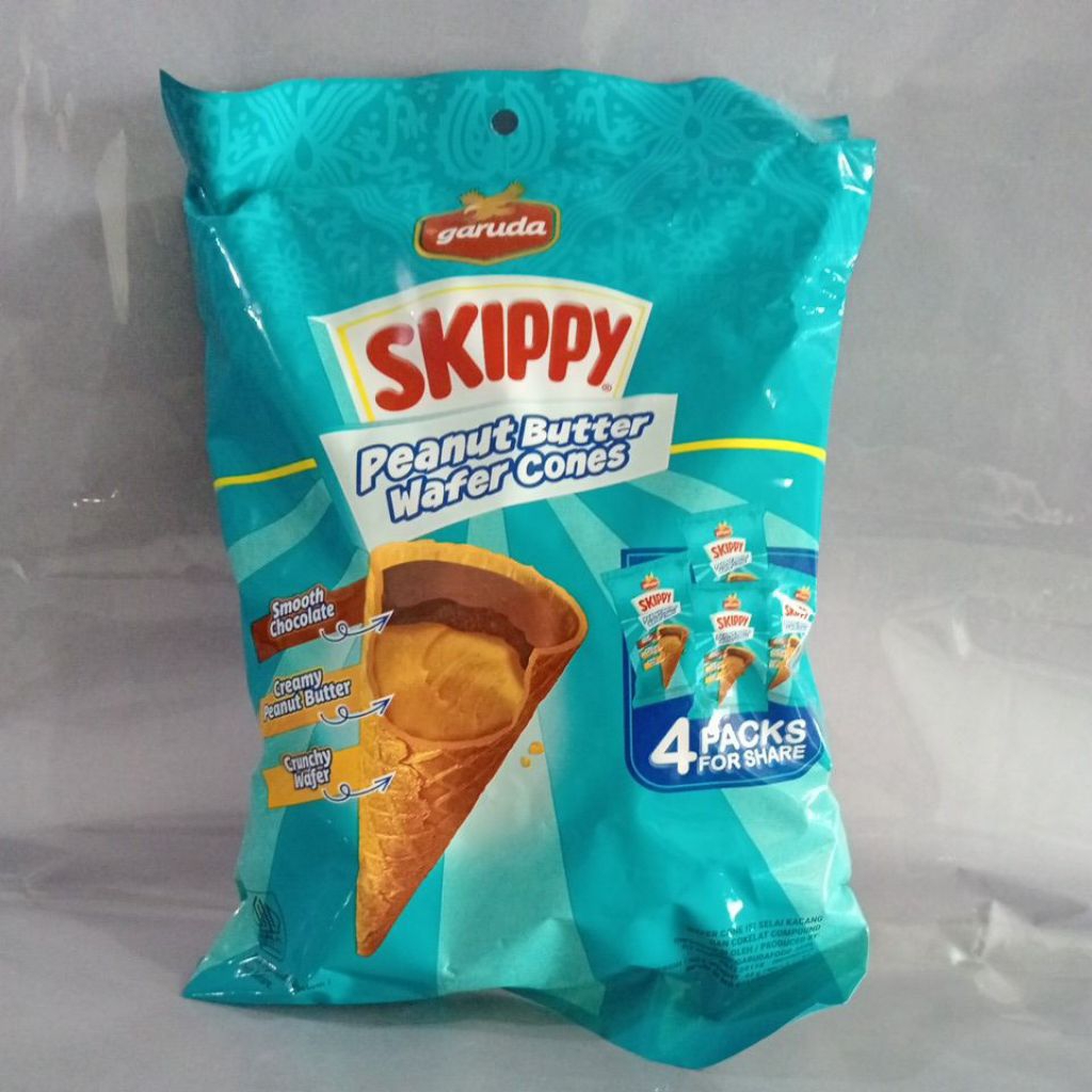 Jual Garuda Peanut Butter Wafer Cones Skippy Isi 4 | Shopee Indonesia