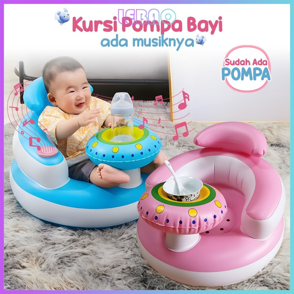 Jual LEBAO Baby Chair Bebek Sofa Bayi Anak Makan PVC Unisex Pompa Angin ...