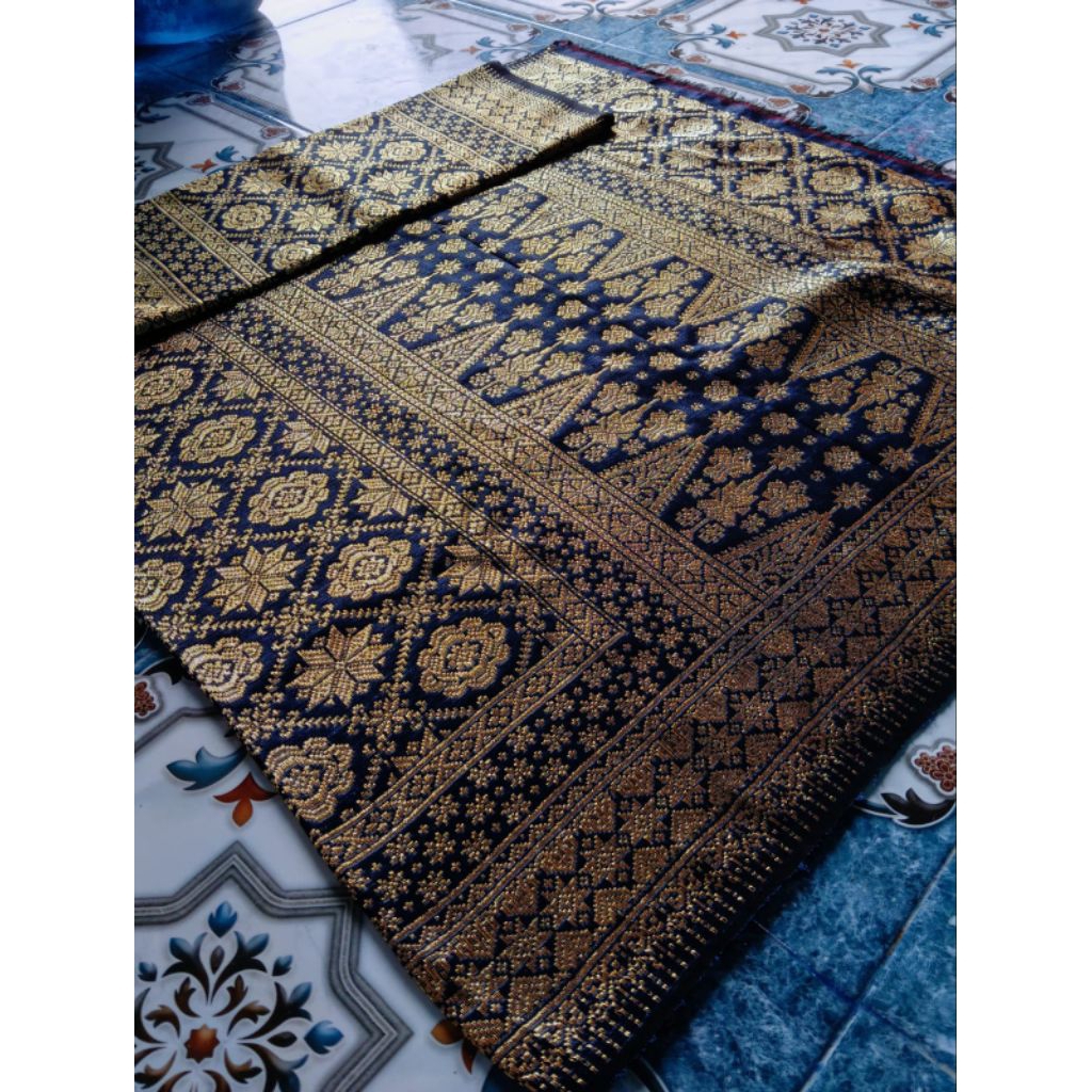 Jual songket lepus biru gold/ songket palembang asli tenun tangan ...