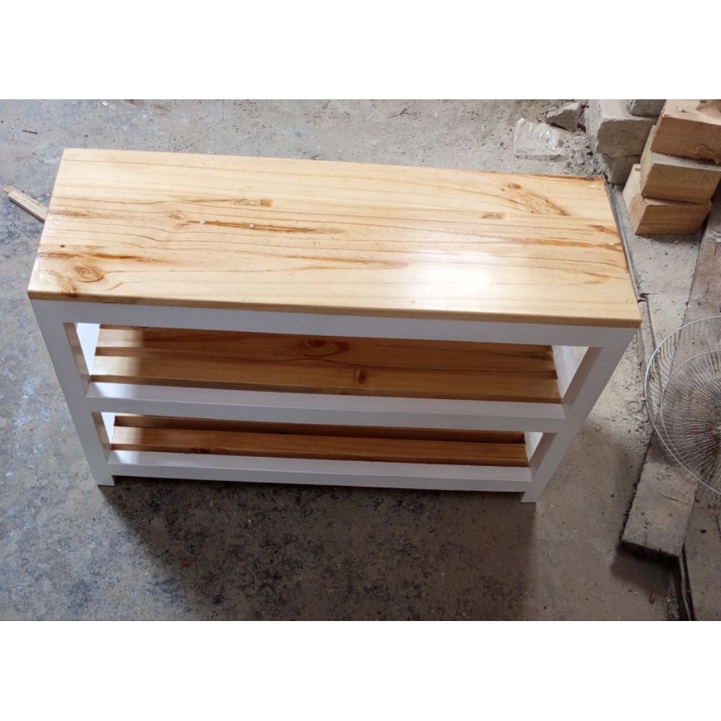 Jual Bangku rak sepatu/sanda , 80 x 30 x 45 cm kaki cat Duco putih ...