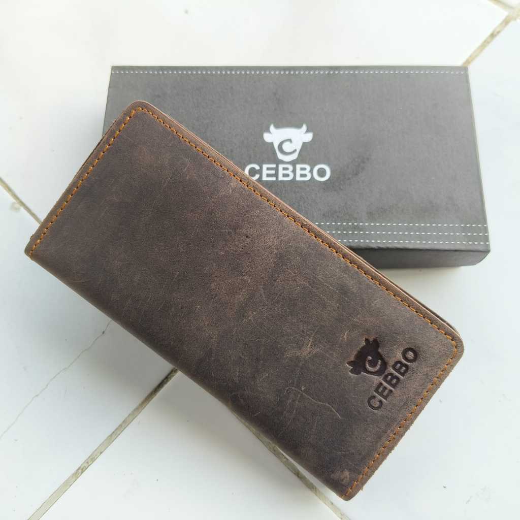 Jual Dompet Panjang Pria Kulit Sapi Asli Crazy Horse Leathe Merk CEBBO ...