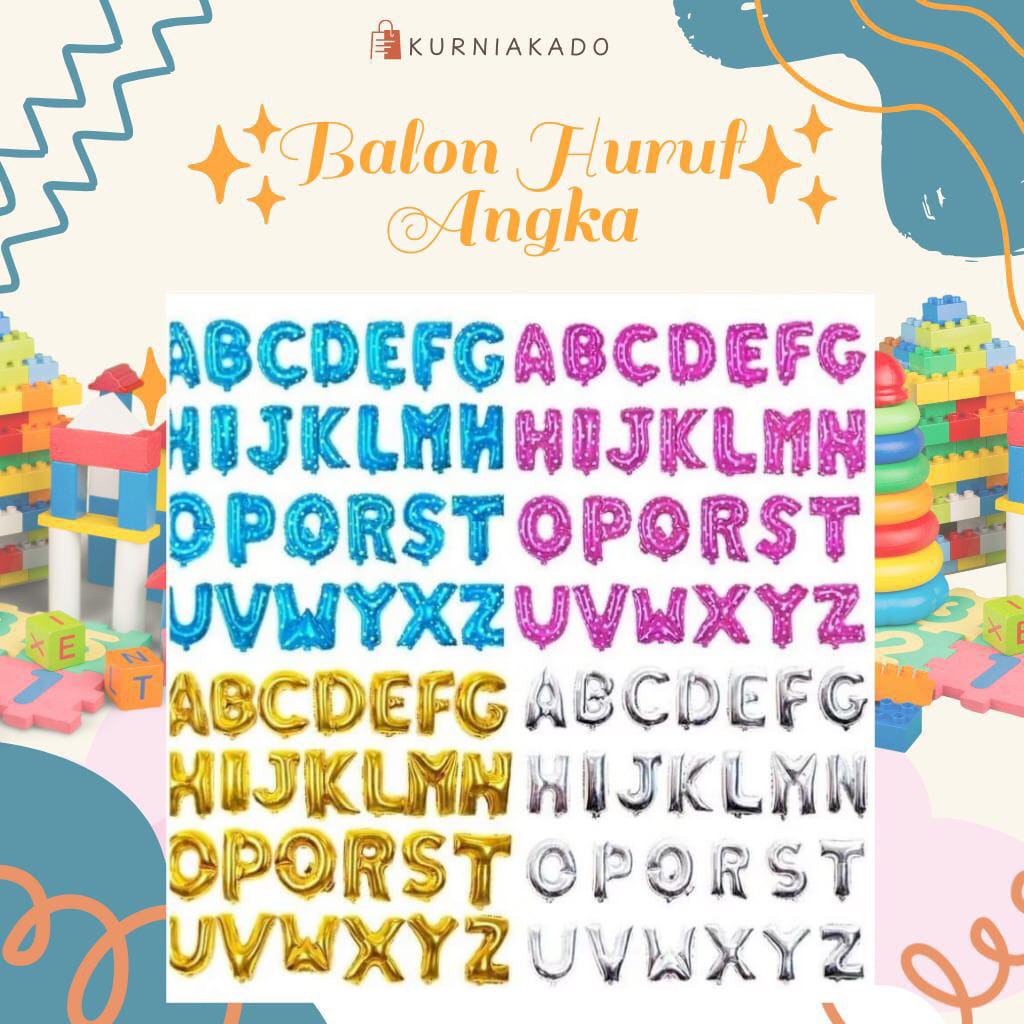 Jual Balon Foil Huruf 40 cm abjad SNI, Balon Huruf dan angka harga ...