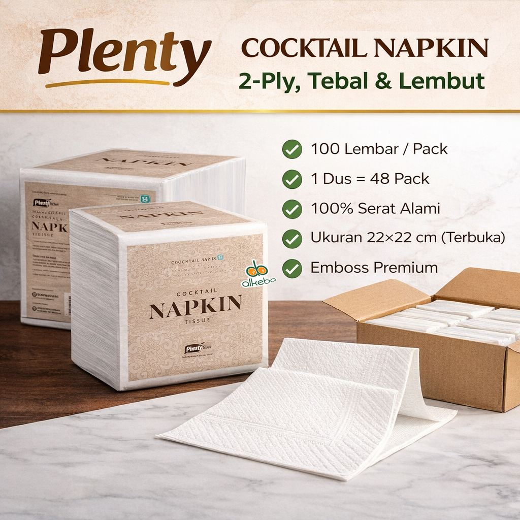 Jual Tissue Cocktail Napkin Plenty per pcs - Tisu Meja Cafe Resto 2 Ply ...