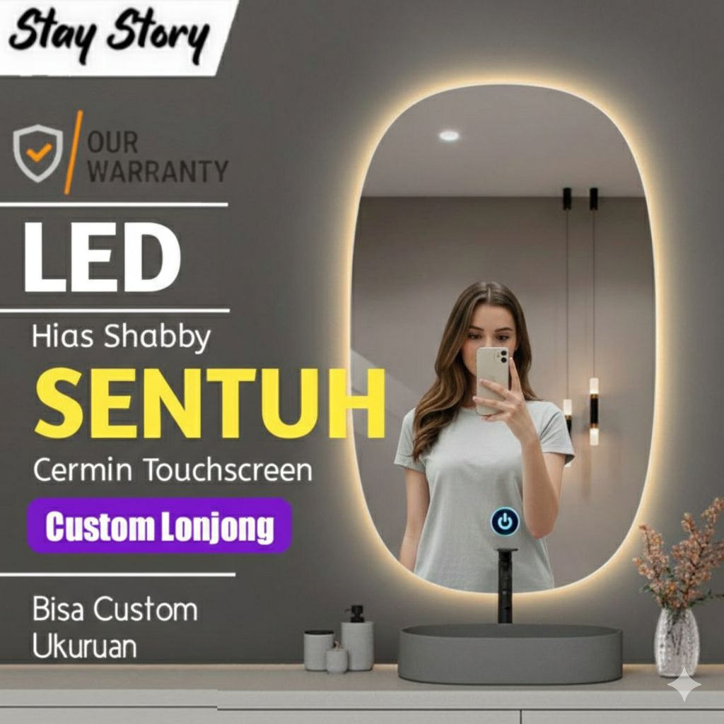 Jual Cermin LED Capsule Modern | Pantulan Jernih & Cahaya Merata | Rias ...