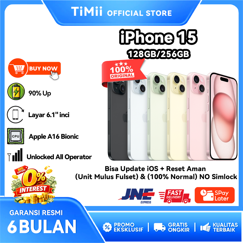 Jual iPhone 15 Original 100% iP 15 Normal Bekas 128GB 256GB Fullset ...