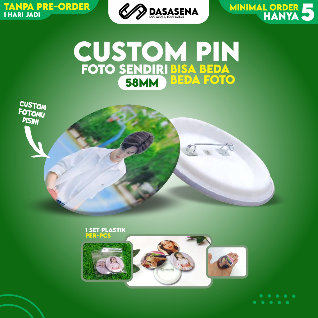 Jual Pin Peniti Custom Cetak Bros Kustom Foto Sendiri 58mm | Shopee ...