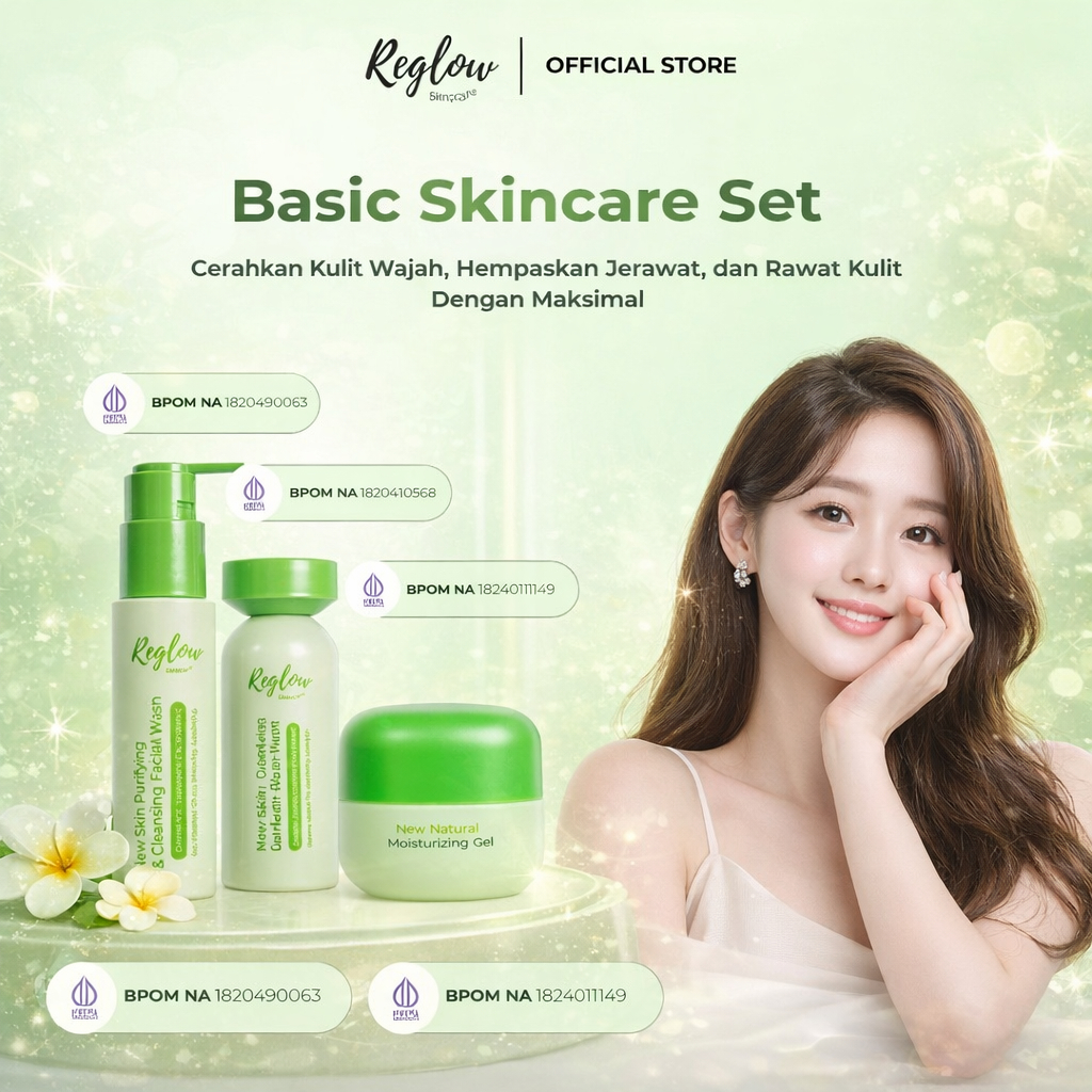 Jual PAKET 3 IN 1 Reglow Basic Skincare Set (Facial Wash, Toner dan ...