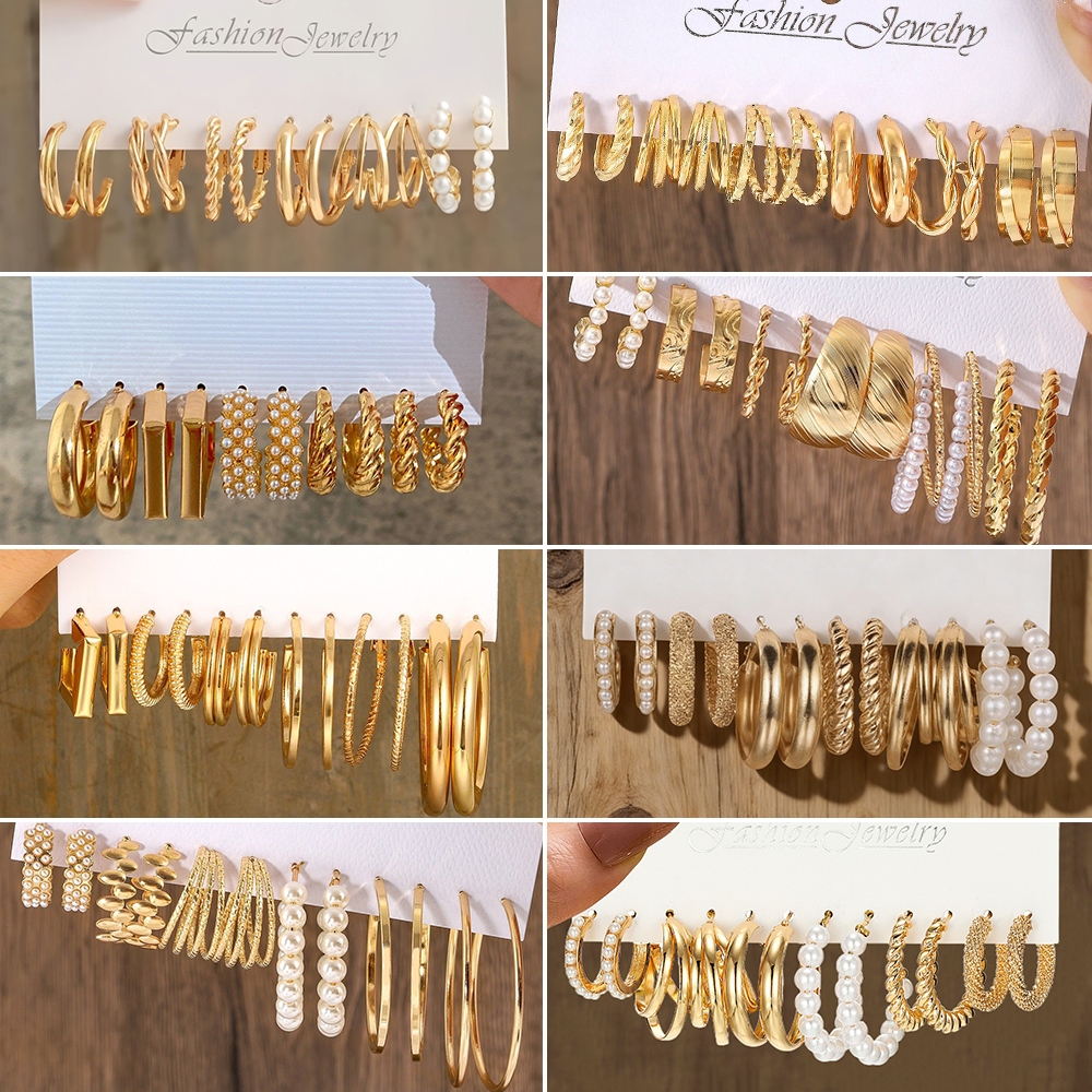 Jual Set Anting Logam Gaya Prancis Vintage - Model Geometris Trendi ...