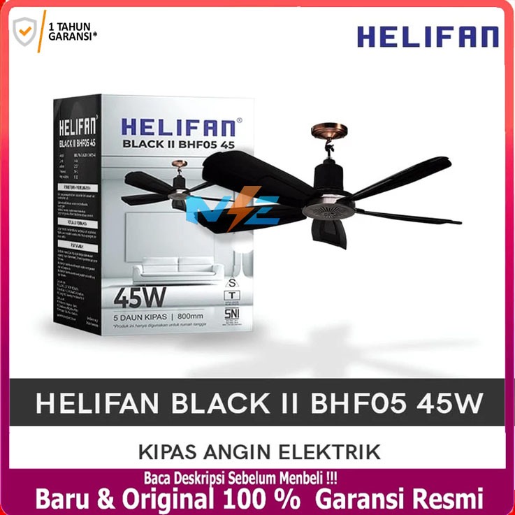 Jual Helifan Hitam Black Kipas Angin Gantung 4 Baling 15 20 35 45 Watt ...