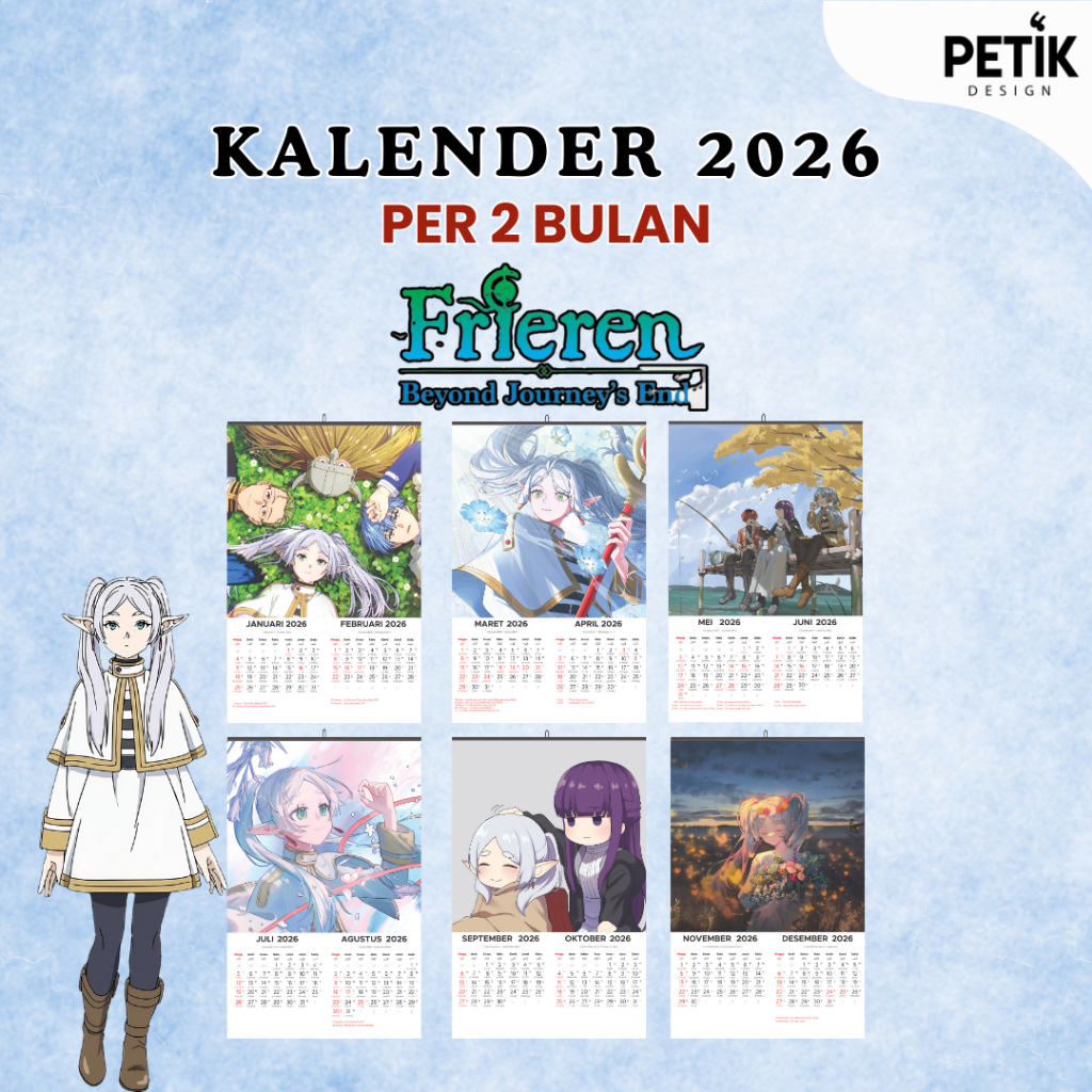 Jual Kalender Dinding Anime Frieren 2026 6 Lembar Klem | Shopee Indonesia