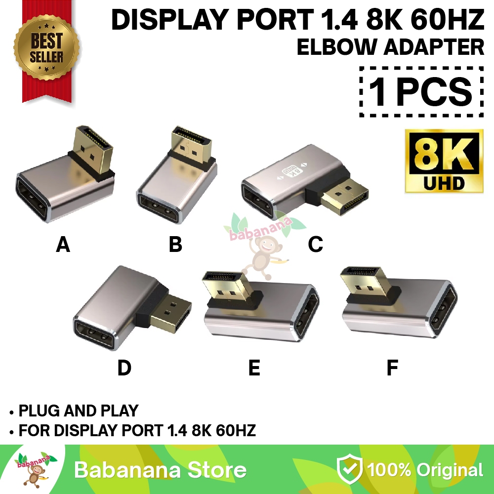 Jual DISPLAY PORT 1.4 8K 60HZ 90 DEGREE ELBOW L-SHAPE ADAPTER ...