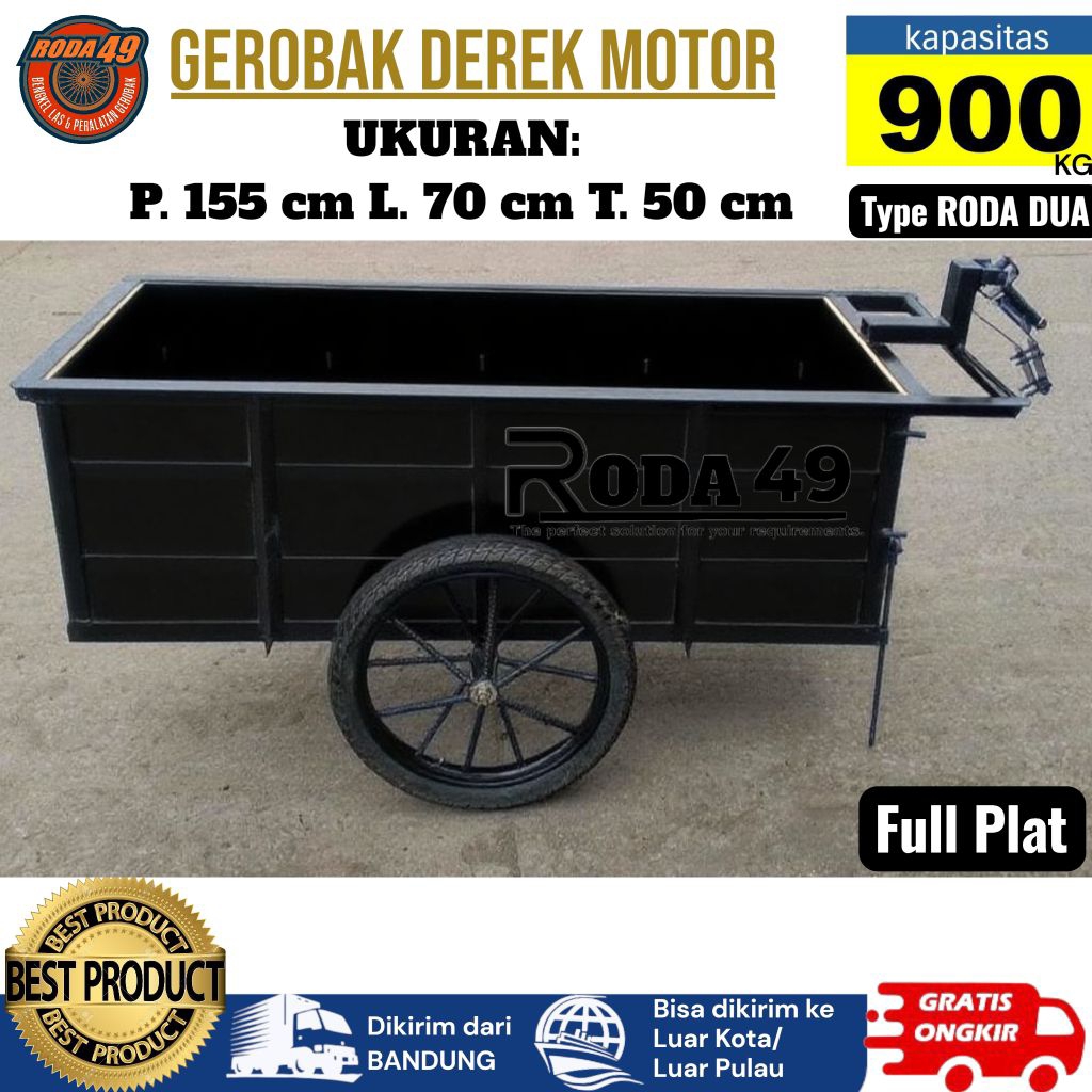 Jual Gerobak derek fullplat ukuran 155x70x50 cm | Shopee Indonesia