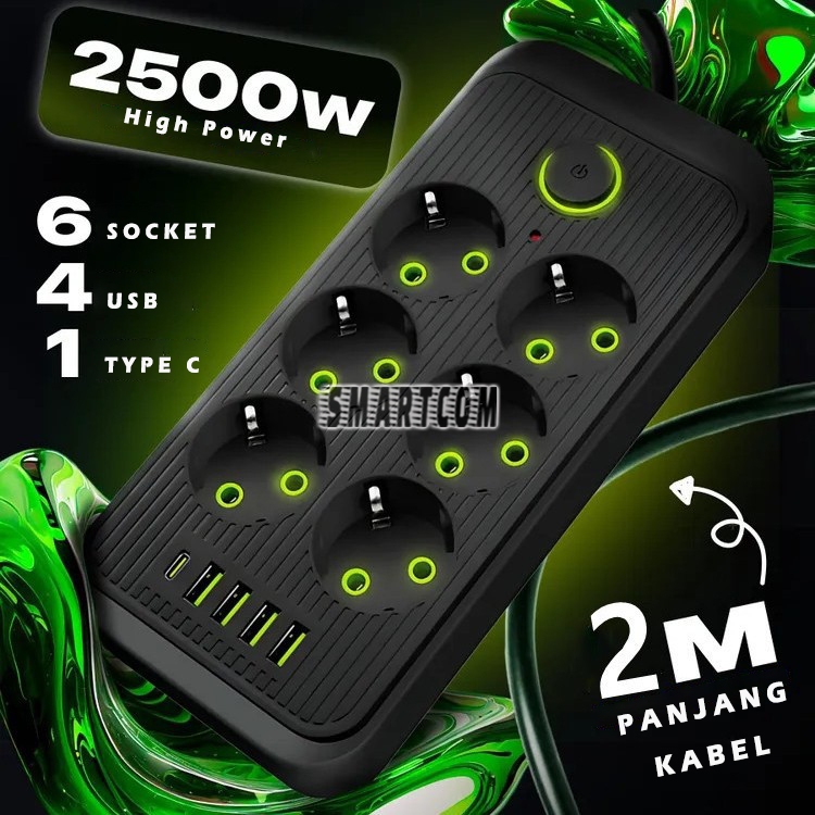 Jual SMARTCOM - Original Power Socket 8 Port + USB 4 + 1 Type C Port ...