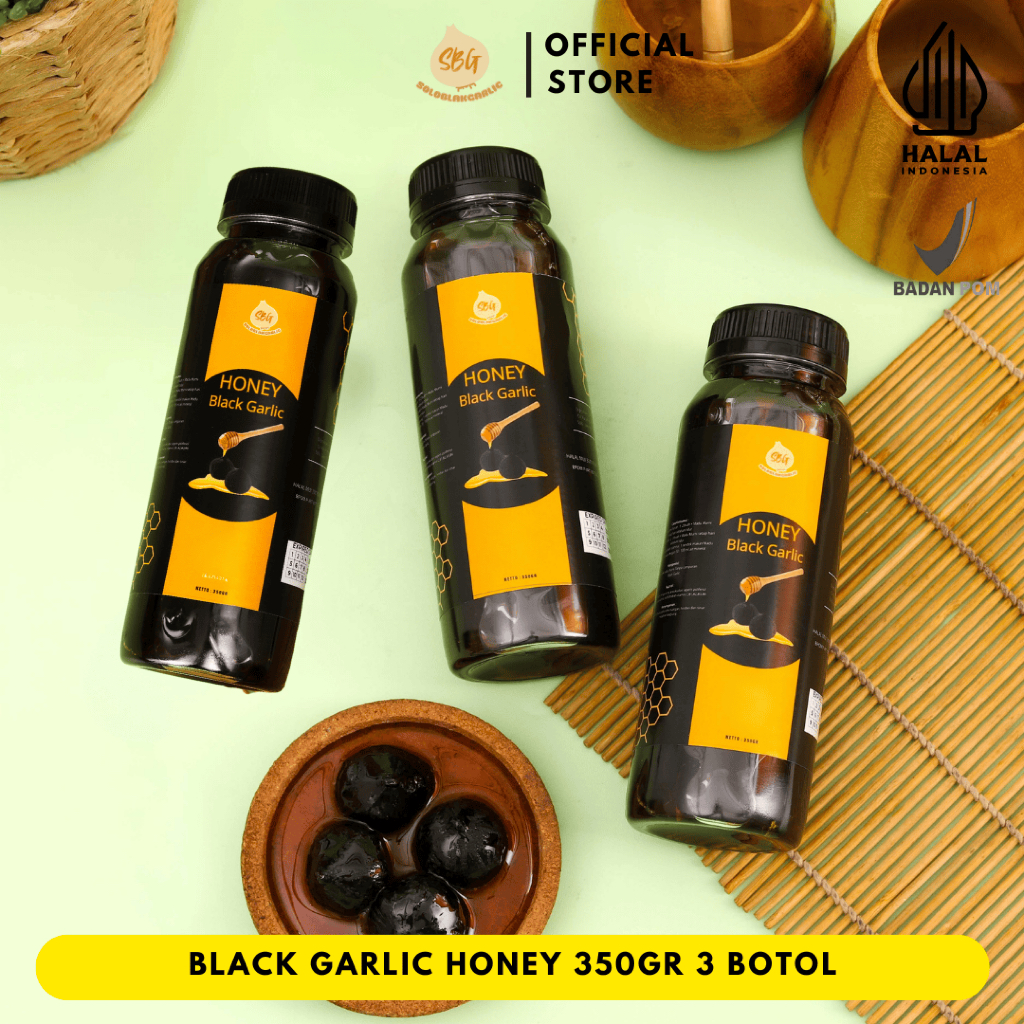 Jual SBG PAKET 3 BOTOL Black Garlic Honey Bawang Hitam Madu Garlic Madu ...