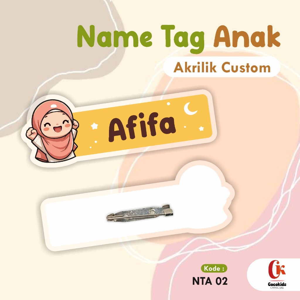 Jual Name Tag Akrilik Magnet Anak Custom Nama Ukuran 8x3cm Tahan Lama ...
