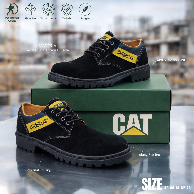 Jual Sepatu Safety Pria Boots CAT-Steel toe Cap- Sepatu Pria Kerja ...