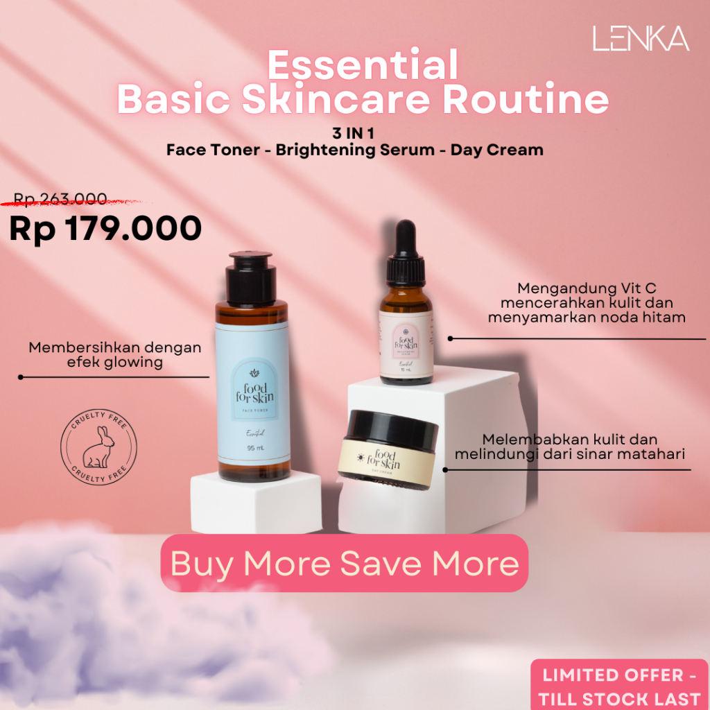 Jual Lenka - Food For Skin - 3 IN 1 Essential Basic Skincare Routine ...