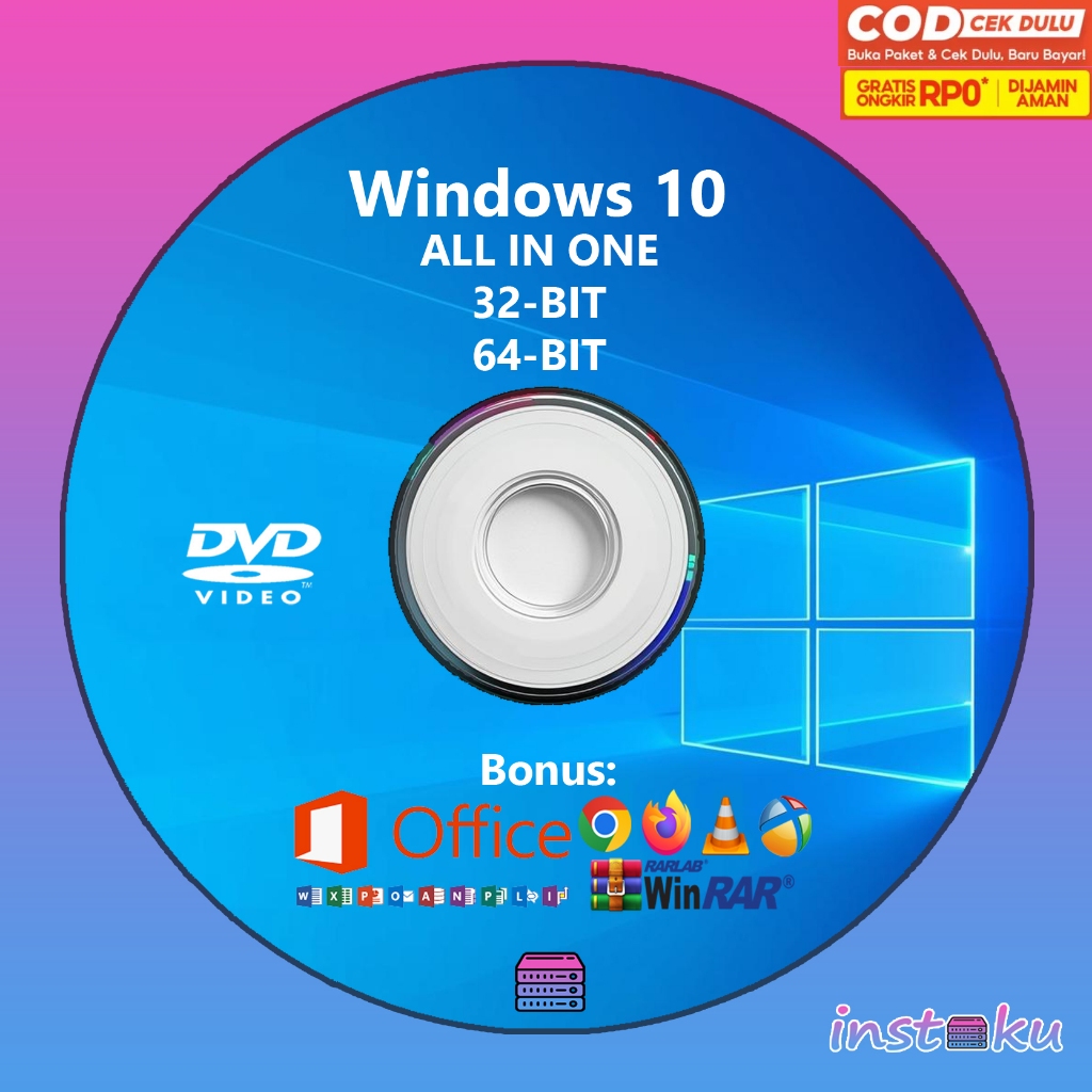 Jual DVD Windows® 10 AIO 21H2 32-Bit 64-Bit | DVD Installer | Full ...