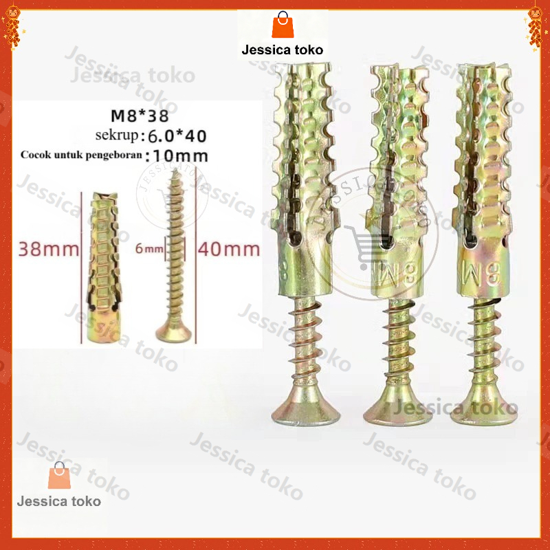 Jual Angkur Baut Tembok M6/M8 Expansion Anchor Beton Sekrup Wall Anchor ...