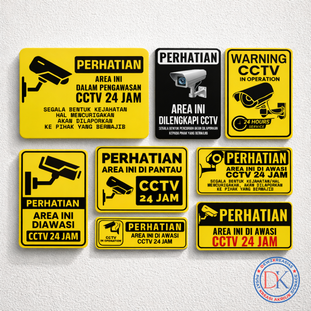 Jual CCTV 24 Jam Dalam Pengawasan, Papan Akrilik CCTV Ukuran Besar A3 ...