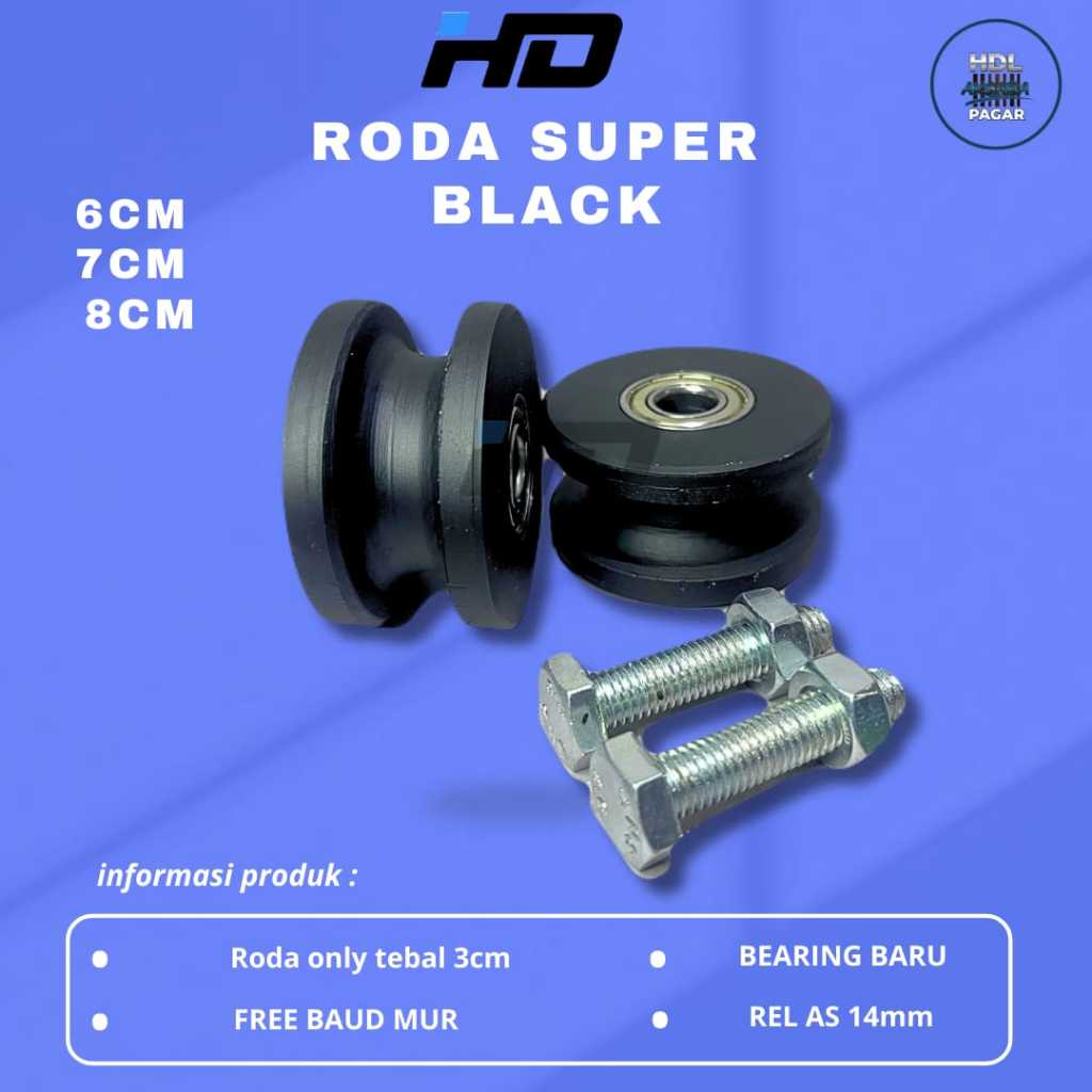 Jual Roda Pagar Besi Super Black Full Steel Untuk Casing 6cm 7cm 8cm ...